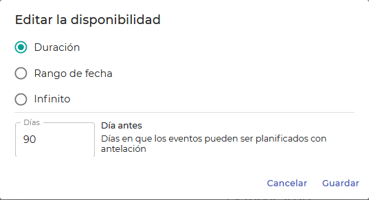 Limita el intervalo de fechas disponibles