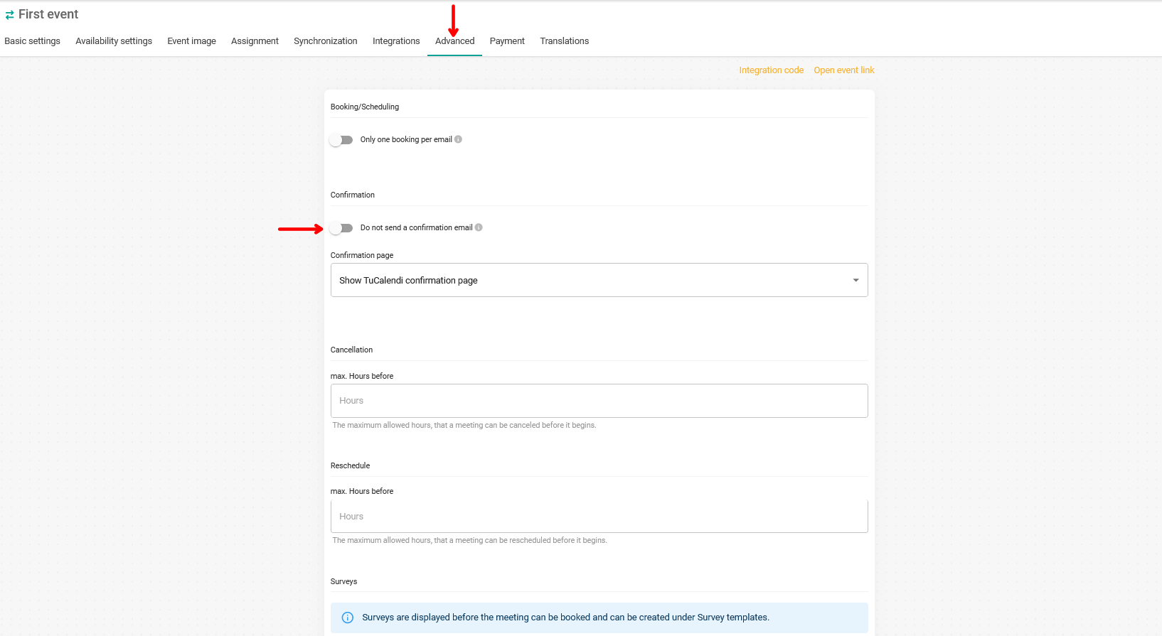 Confirm booking without sending confirmation email