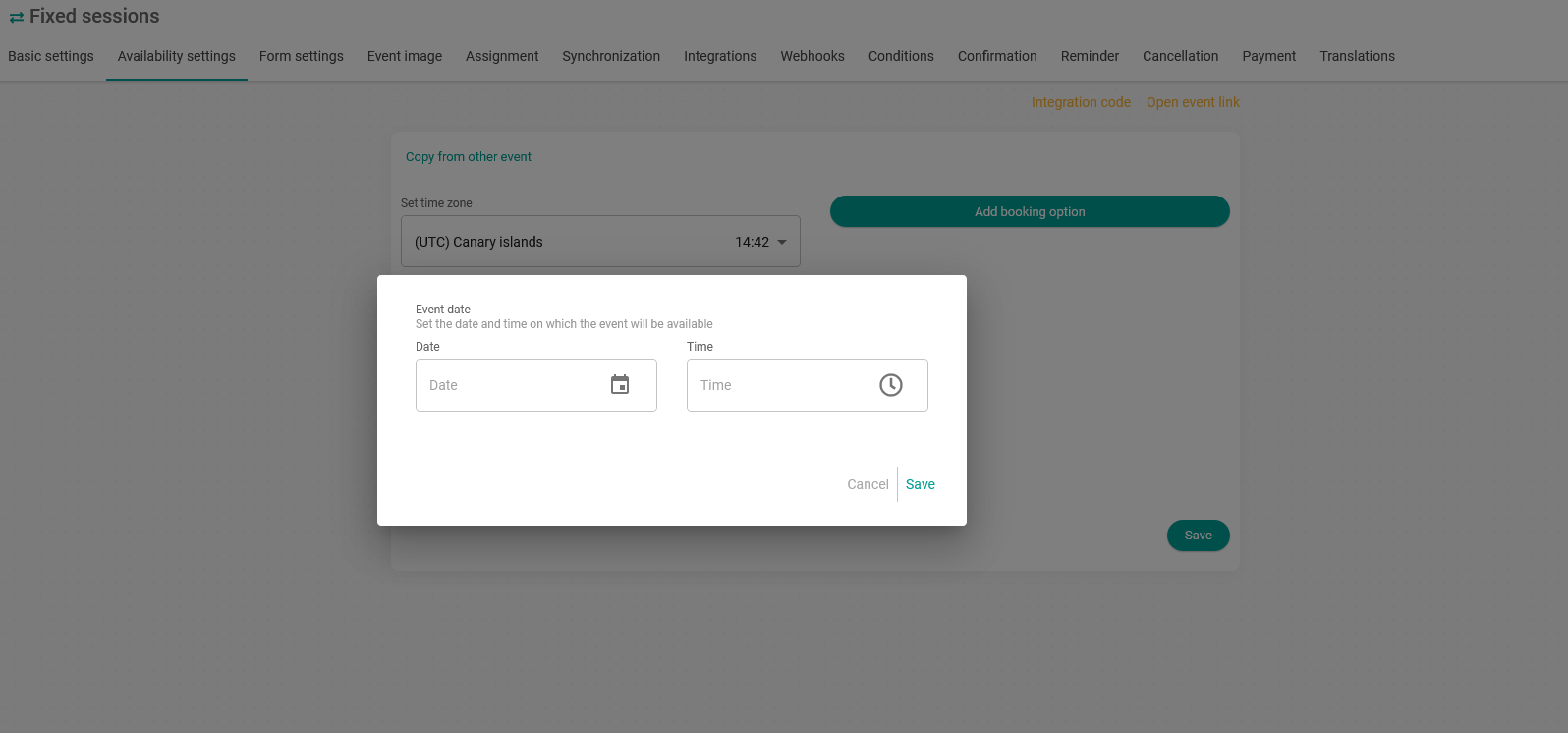 Establish availability at fixed time events
