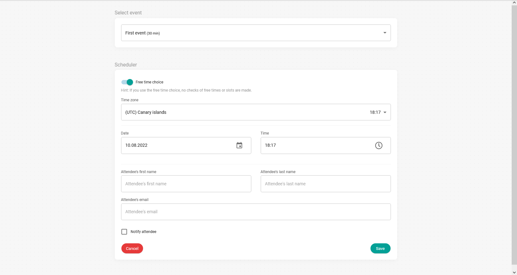 Manually schedule a meeting regardless of time availability