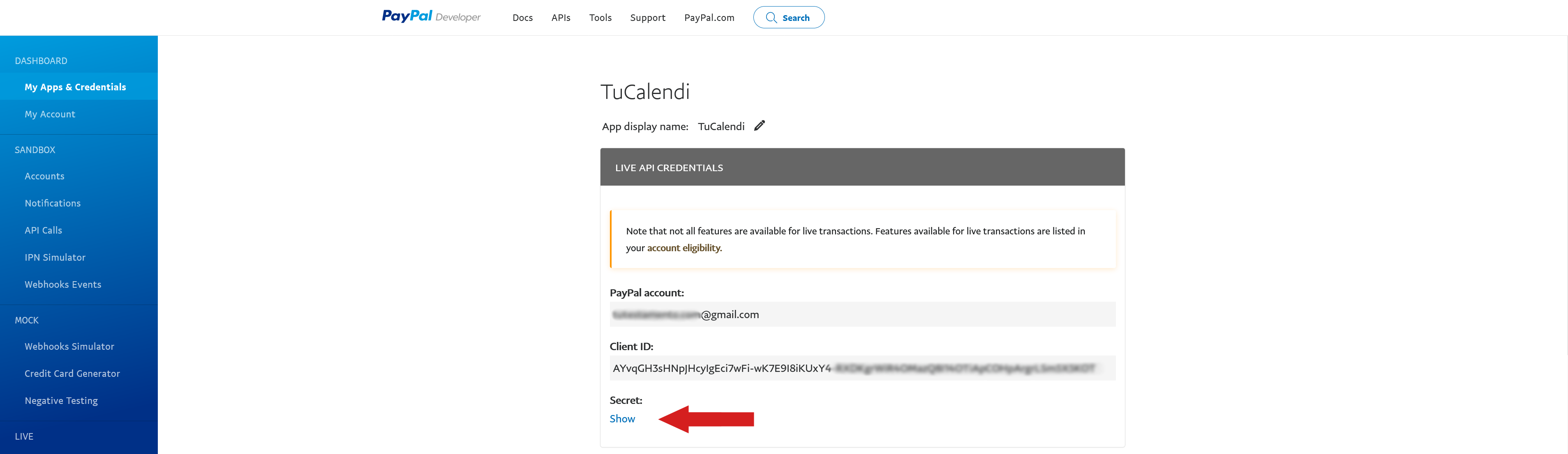 How to get Live Paypal Client ID and Secret Key