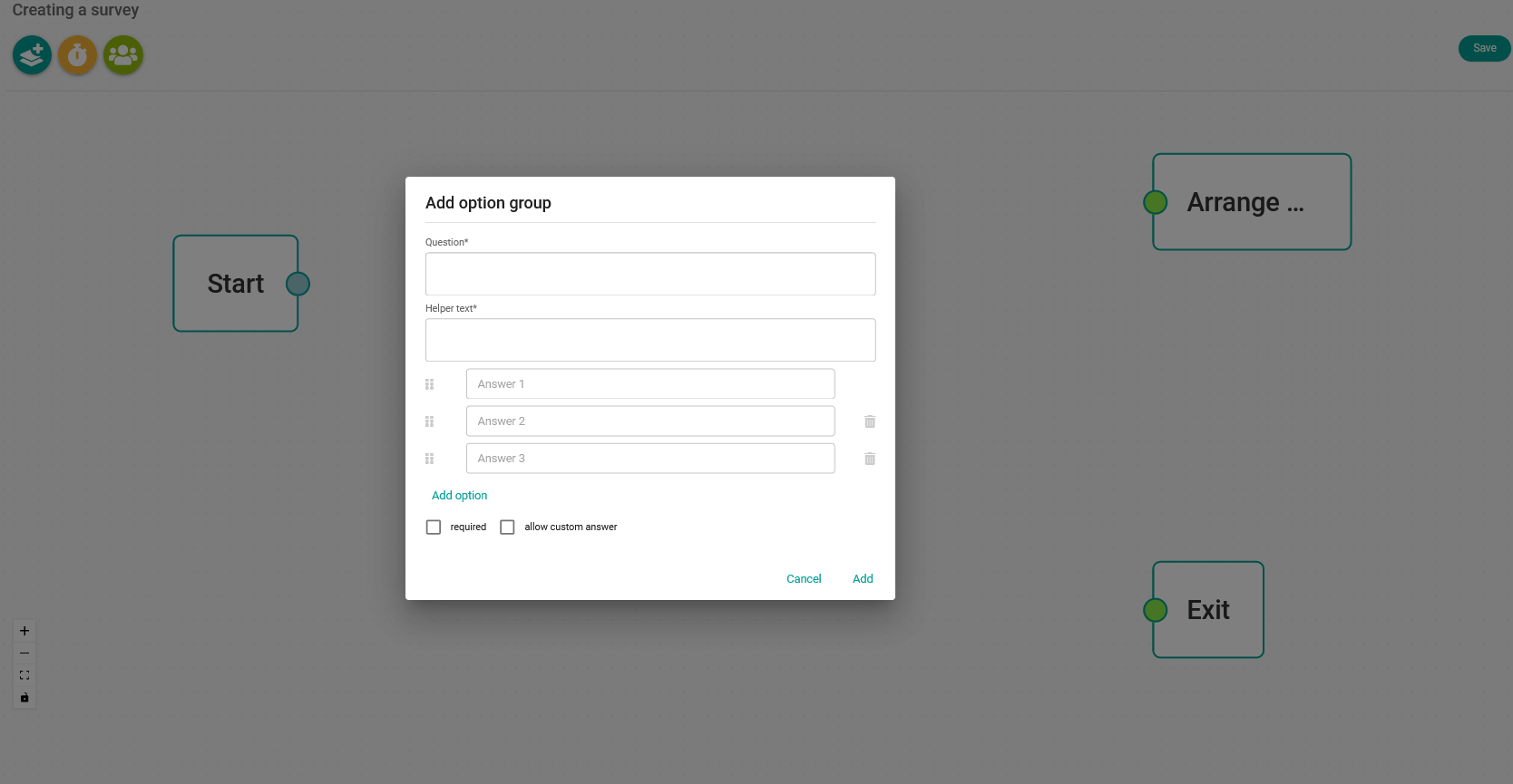 Add radio button field in a survey